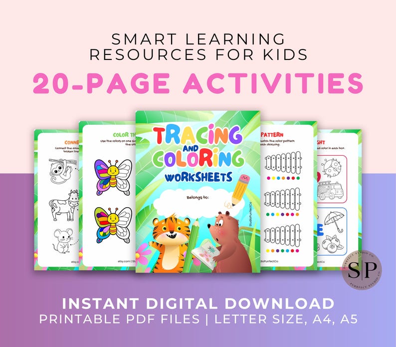 Printable Tracing & Coloring Worksheets | Dot-to-dot, Color Recognition ...