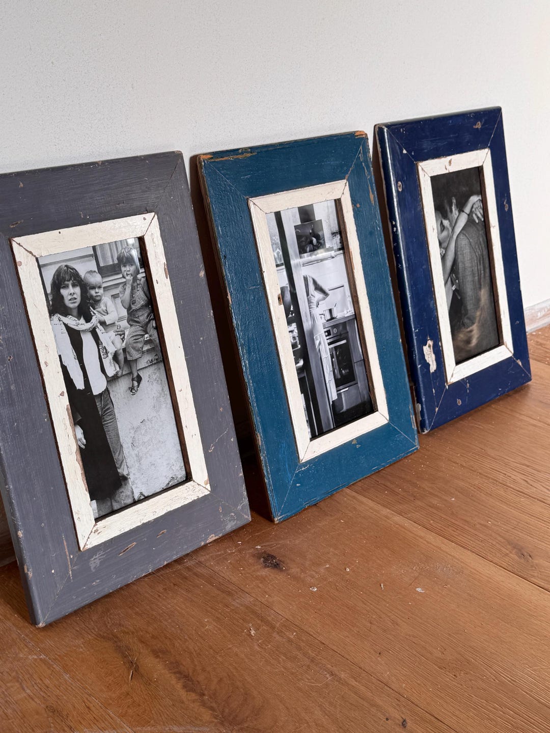 Rustic Blue Recycled Wood Photo Frames, Set of 3 - Etsy