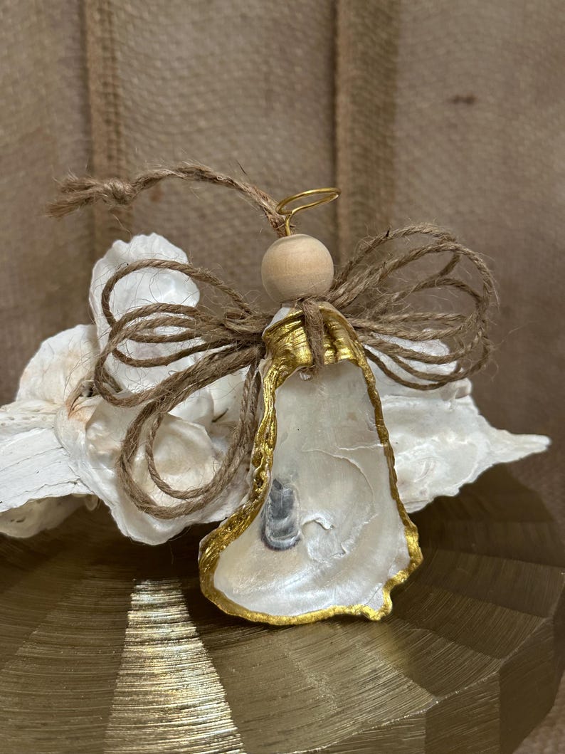 Handmade Oyster Shell Guardian Angel Ornament – Coastal Keepsake - Etsy