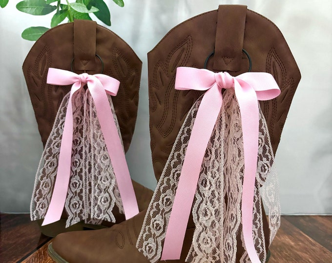 Light Pink Lace Boot Bows, Boot Bows, Lacey Bows for Boots, Pair, Boots ...