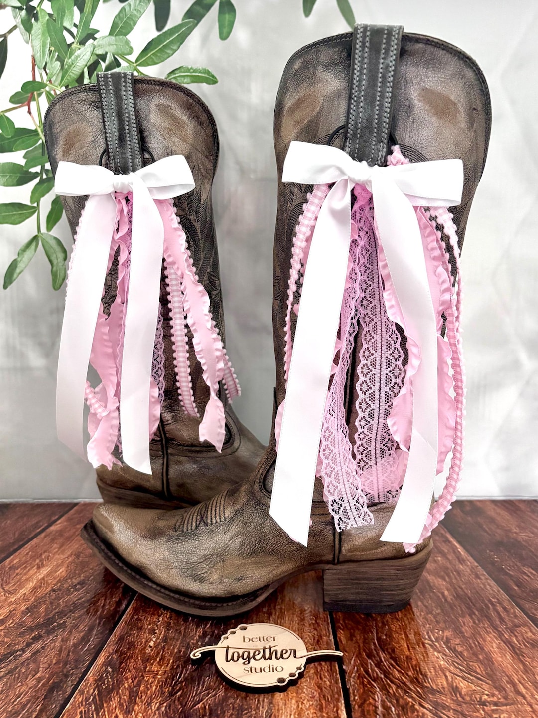 Pink and White Country Concert Boot Bows | Pink and White Boot Bows ...