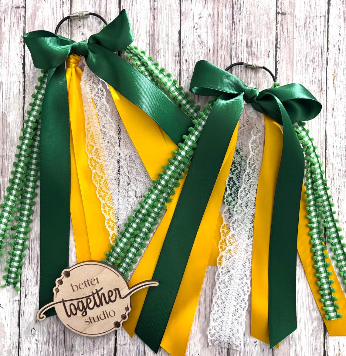 College Gameday Boot Bows | University Game-day | Green and Gold Boot ...