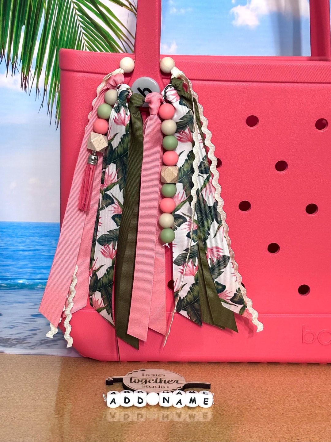 Coral Bogg Bag Tassel, Palm Leaf Bogg Bag, Coral Bogg Bag Charm, Summer ...