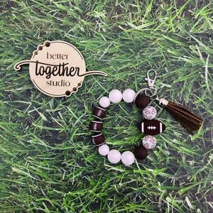 Personalized Football Mom Bag Tassel, Football Keychain, Football Mom ...