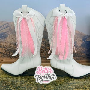 Pink and White Country Concert Boot Bows | Pink and White Boot Bows ...