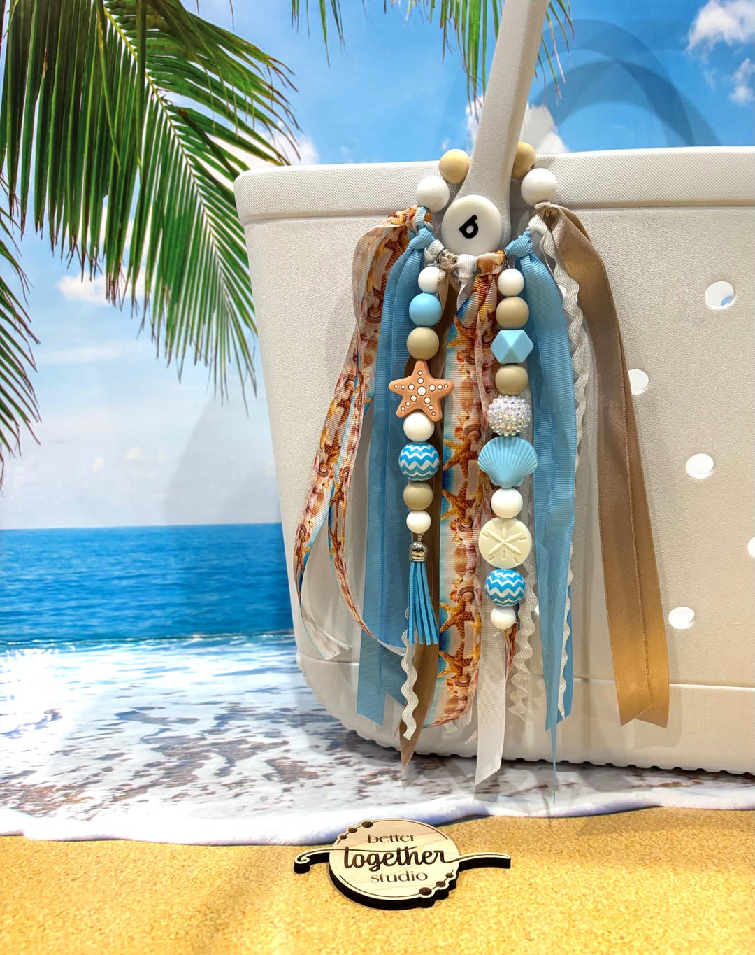 Beach Bogg Bag Charm, Beach Bag Tag, Summer Bag Charm, Pool Bag Tassel ...