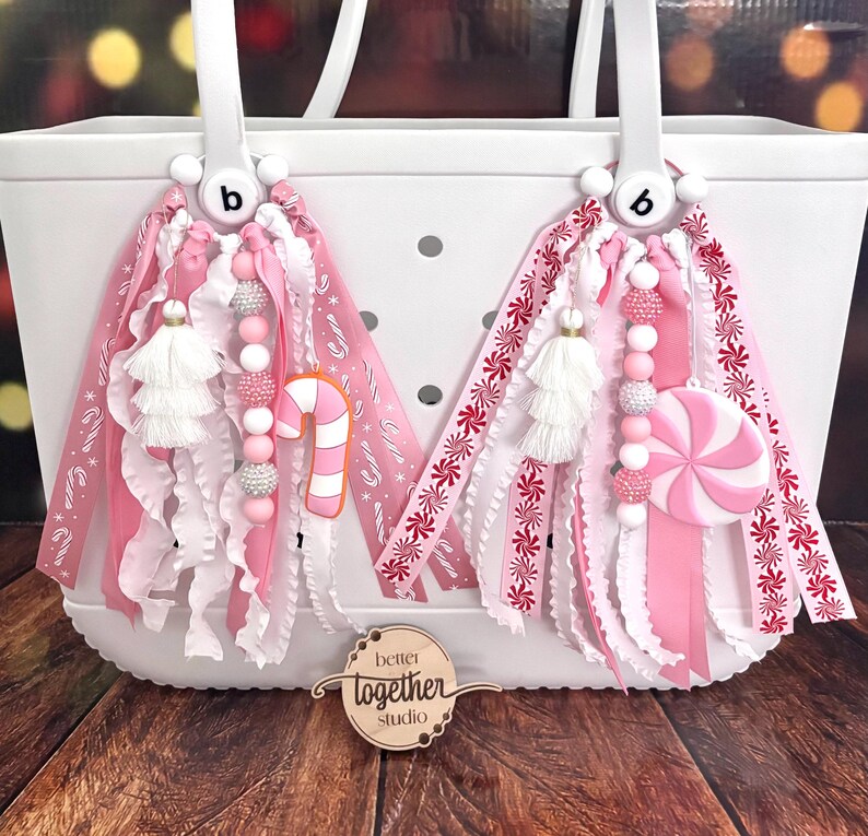Peppermint Candy Cane Bag Charm, Candy Bogg Bag Tassel, Christmas Bag ...