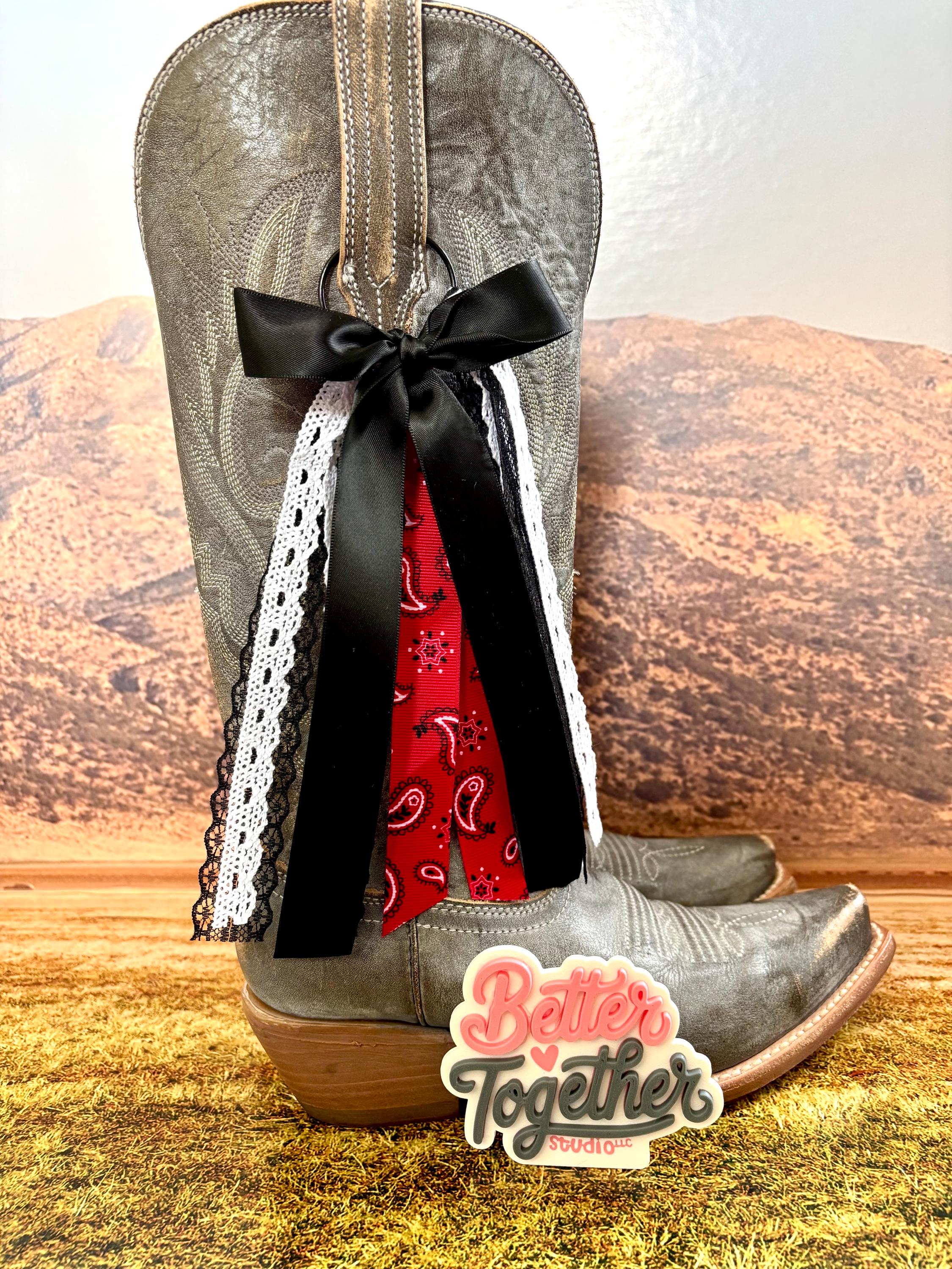 Red and Black Bandana Country Concert Boot Bows | Bandana Boot Bows ...