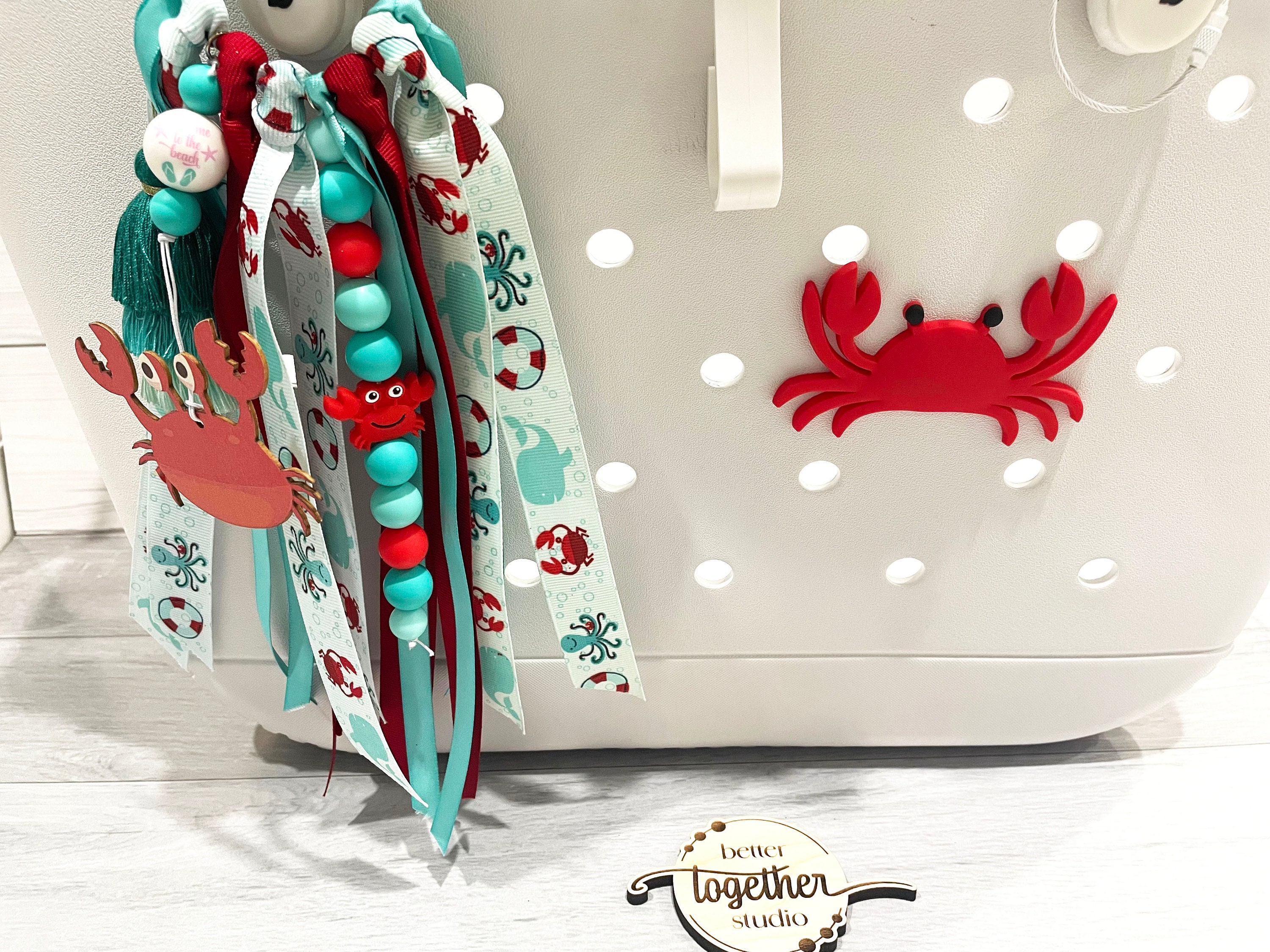 Crab Print Bogg Bag Charm, Stanley Cup Tag, Beach Bag Accessory, Bogg ...