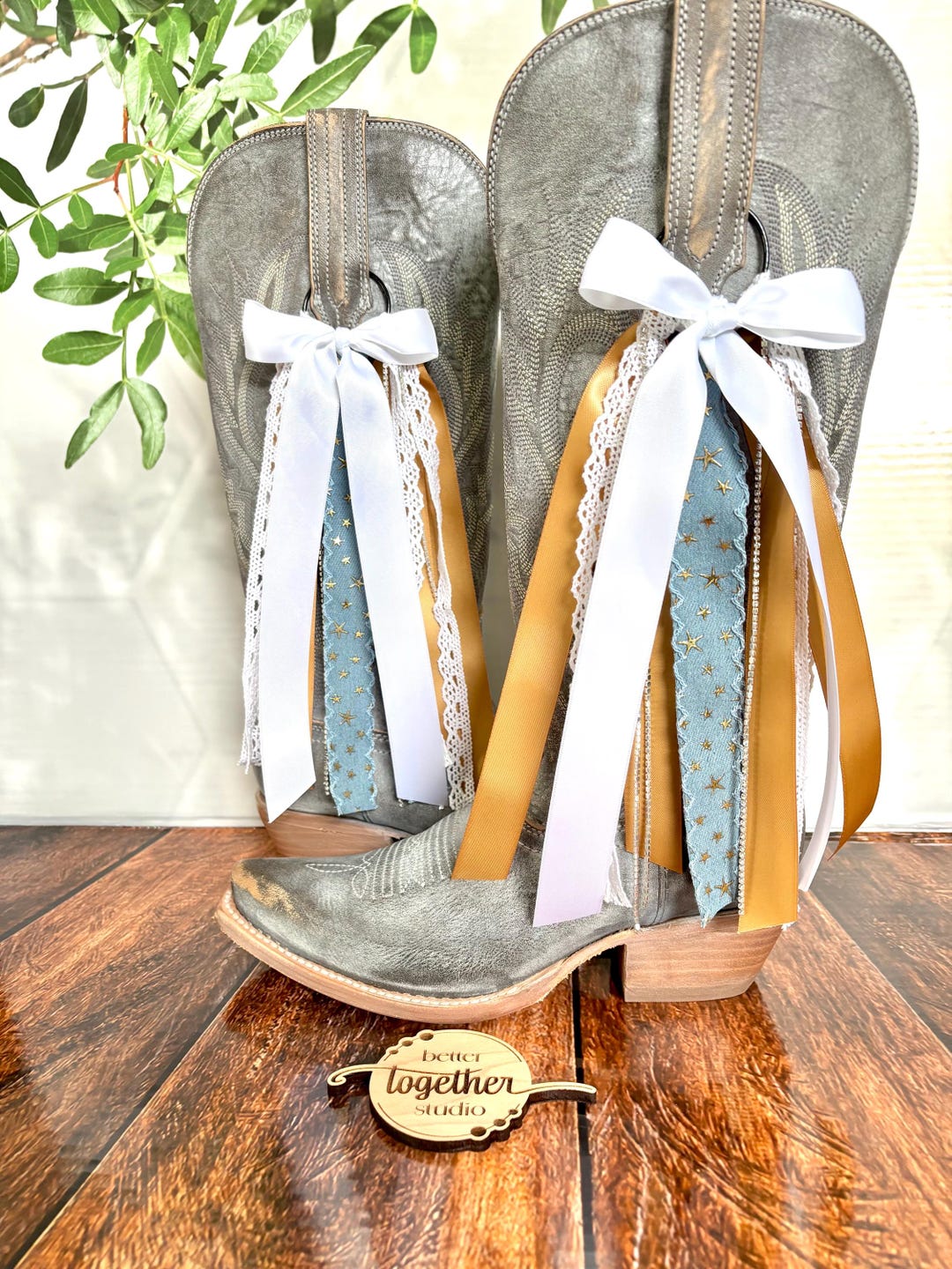 Denim & Rhinestone Country Concert Boot Bows | Denim Boot Bows ...