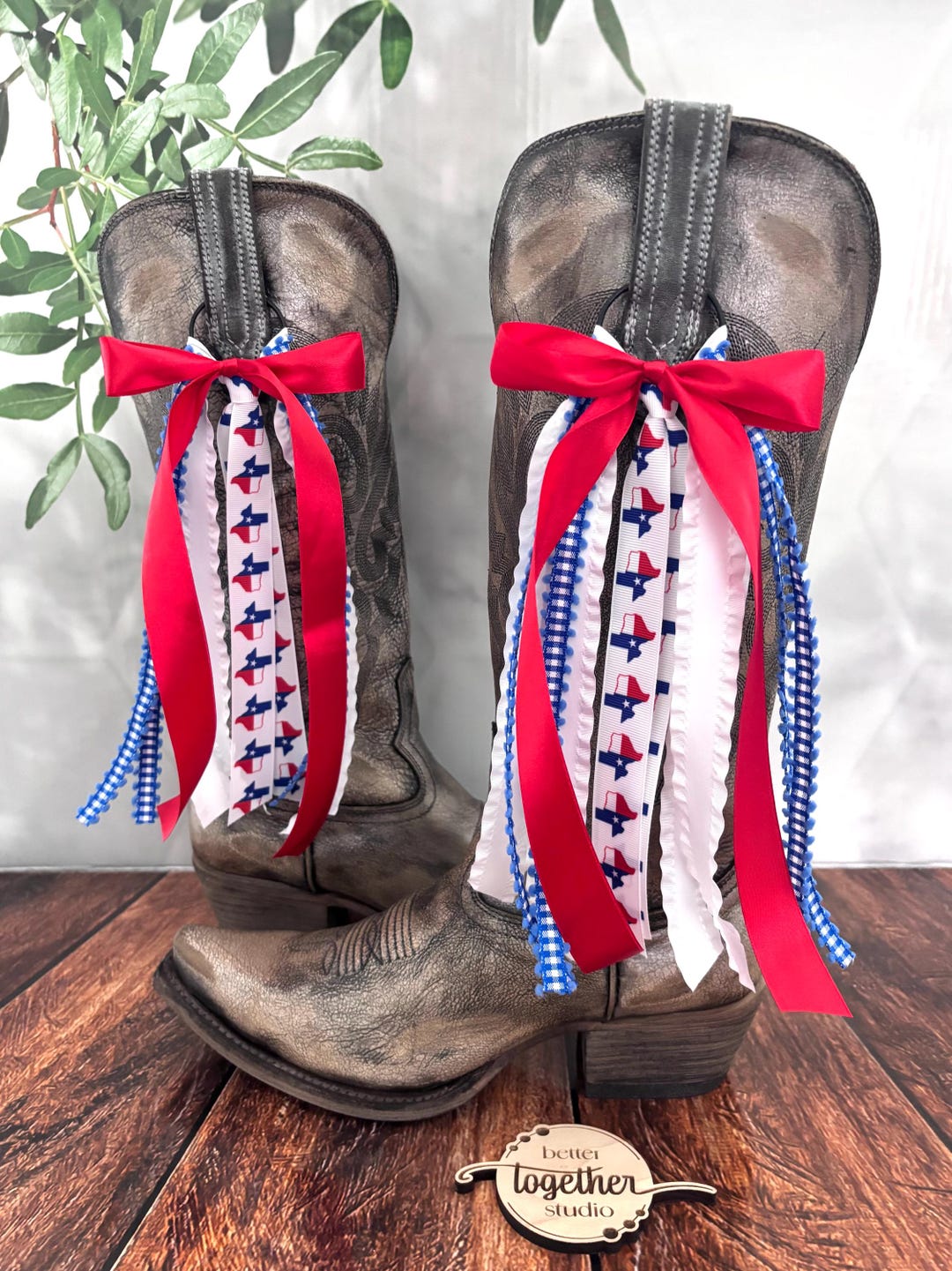 Texas Patriotic Country Concert Boot Bows | Red Blue and White Boot ...