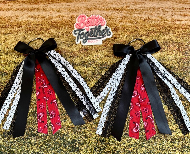 Red and Black Bandana Country Concert Boot Bows | Bandana Boot Bows ...