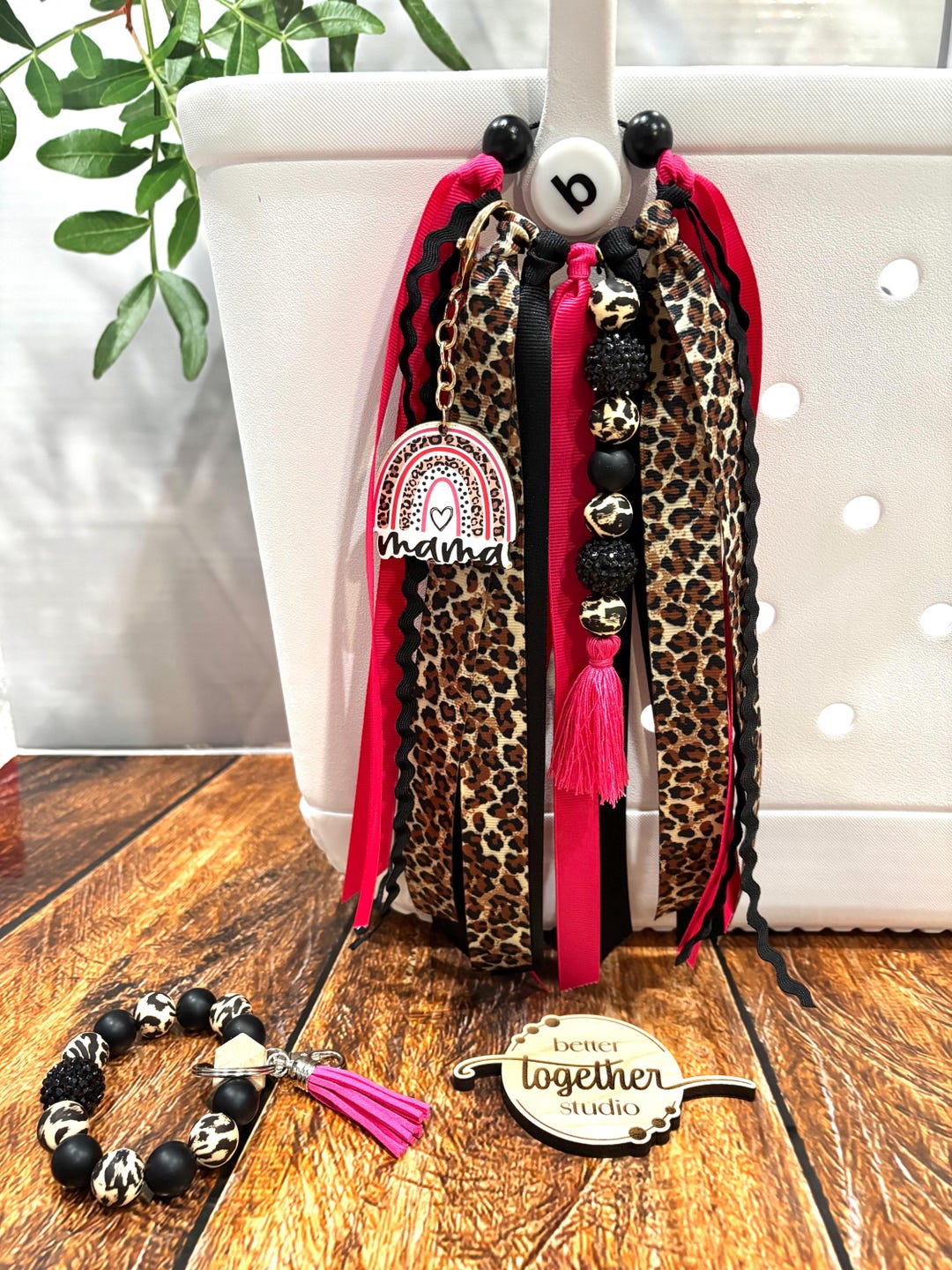 Pink Bogg Bag Tassel, Leopard Print, Mama Bag Tassel, Bogg Bag ...