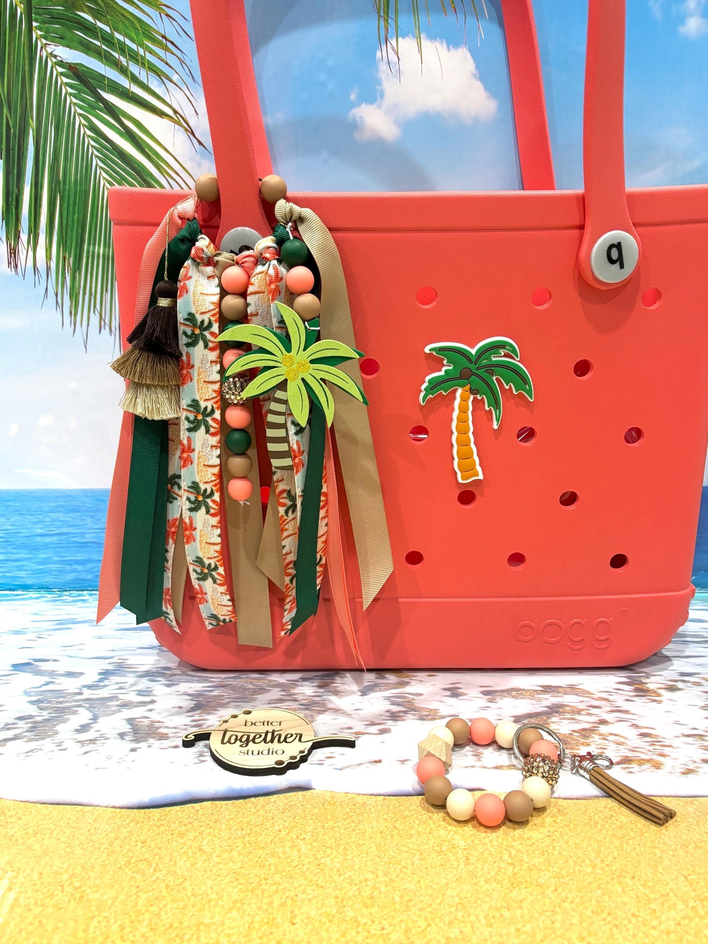 Beach Bogg Bag Charm, Beach Bag Tag, Summer Bag Charm, Palm Tree Bag ...