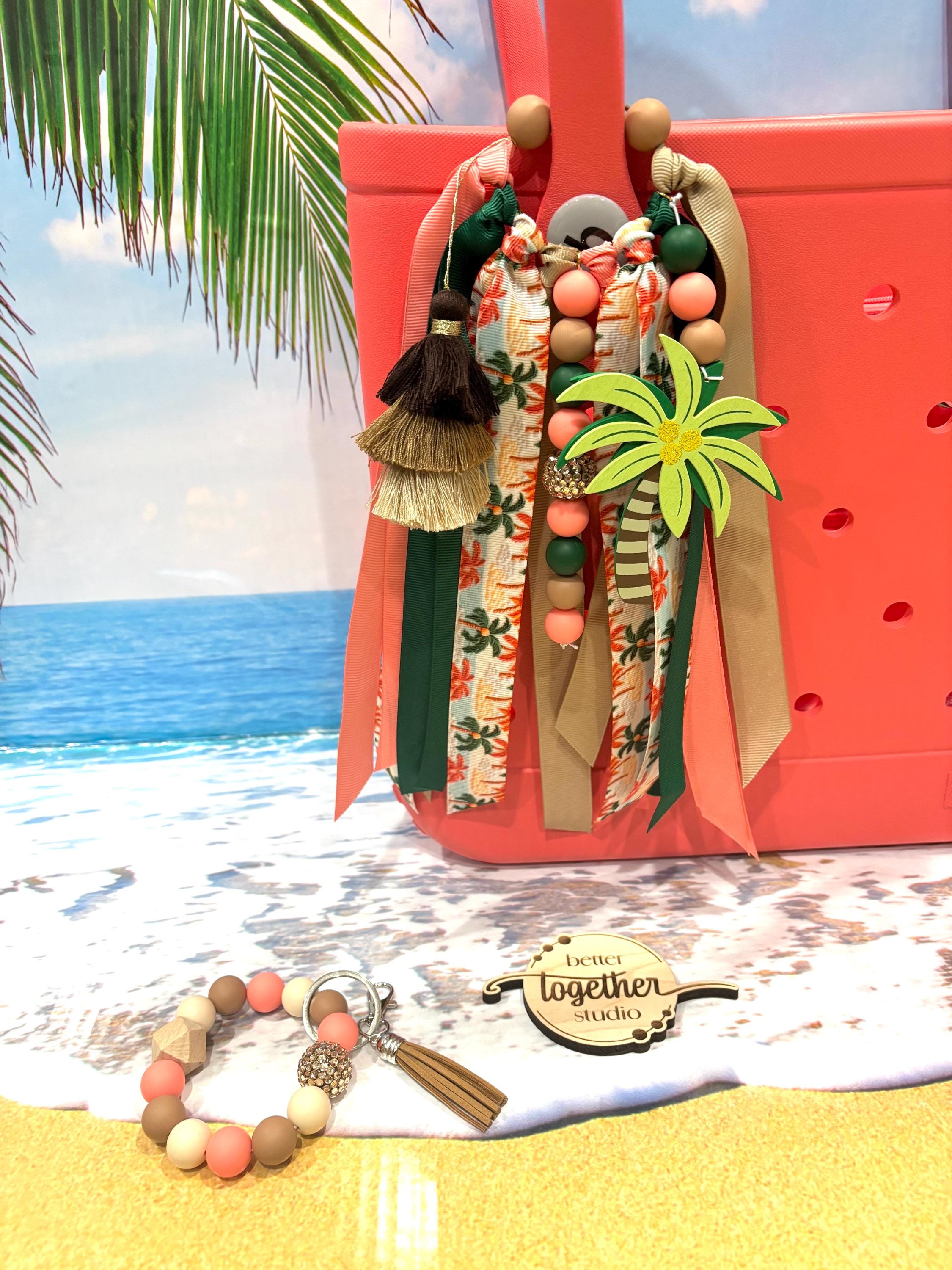 Beach Bogg Bag Charm, Beach Bag Tag, Summer Bag Charm, Palm Tree Bag ...