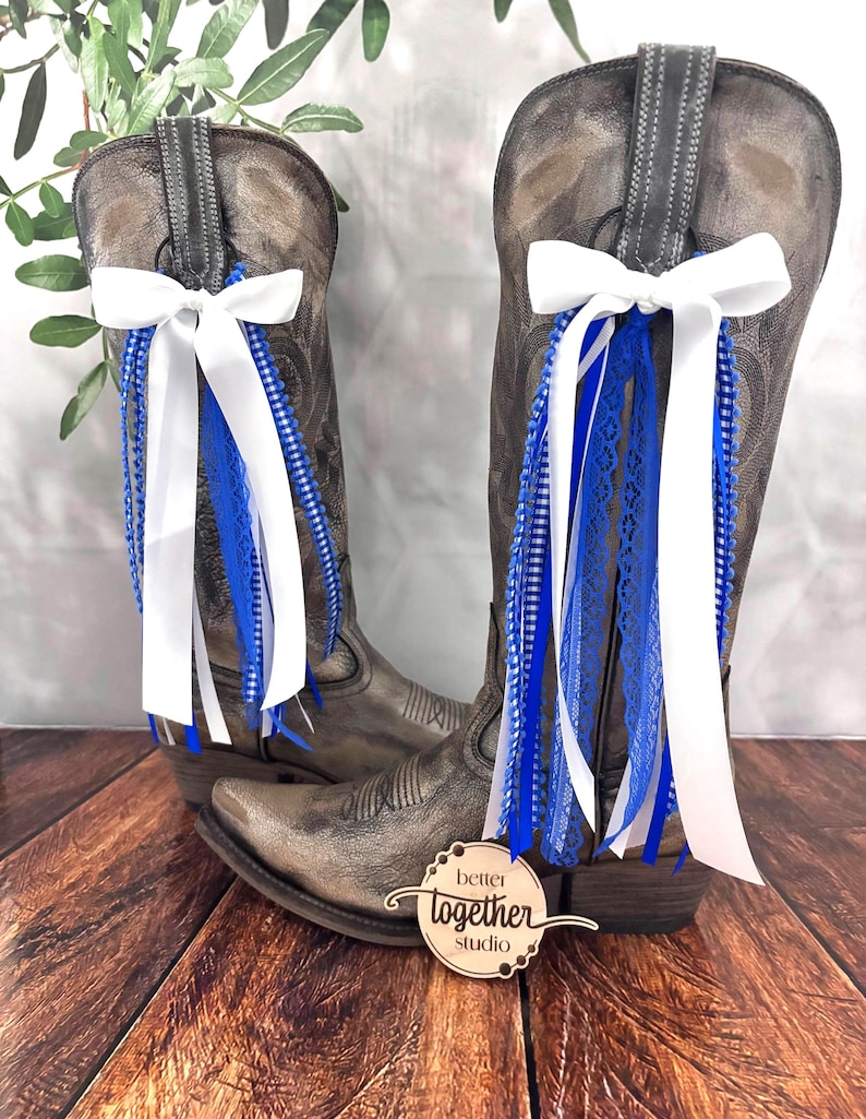 TRENDING Boot Bows | Royal Blue and White Boot Bows | Cowboys | Concert ...