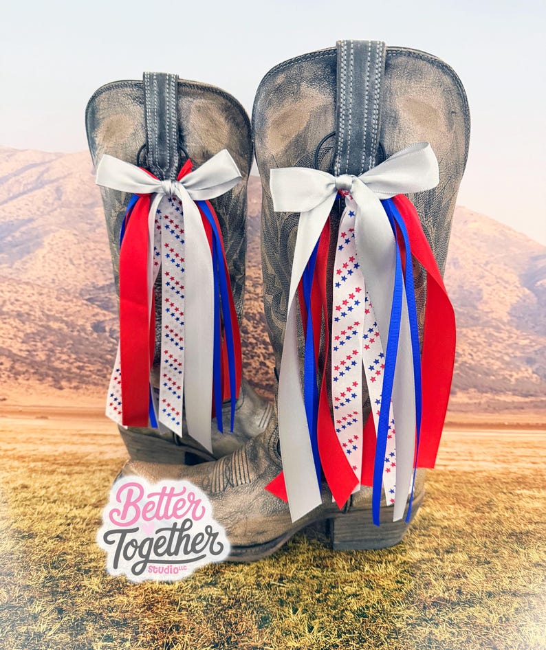 TRENDING Patriotic Boot Bows | Red Blue and White Boot Bows | Country ...