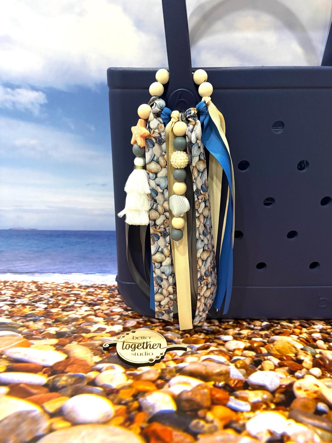 Pebble Beach Bogg Bag Charm, Beach Bag Tag, Summer Bag Charm, Lakeside ...