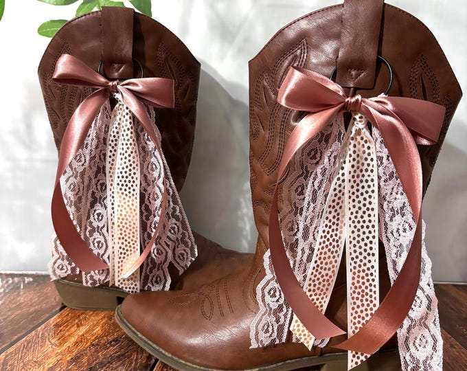 Blush Boot Bows, Rose Gold Boot Bows, Rose Gold Bows for Boots, Pair ...