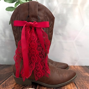Red Lace Boot Bows, Boot Bows, Lacey Bows for Boots, Pair, Boots, Boot ...