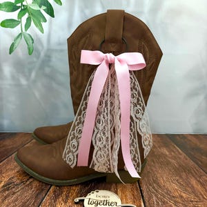Light Pink Lace Boot Bows, Boot Bows, Lacey Bows for Boots, Pair, Boots ...
