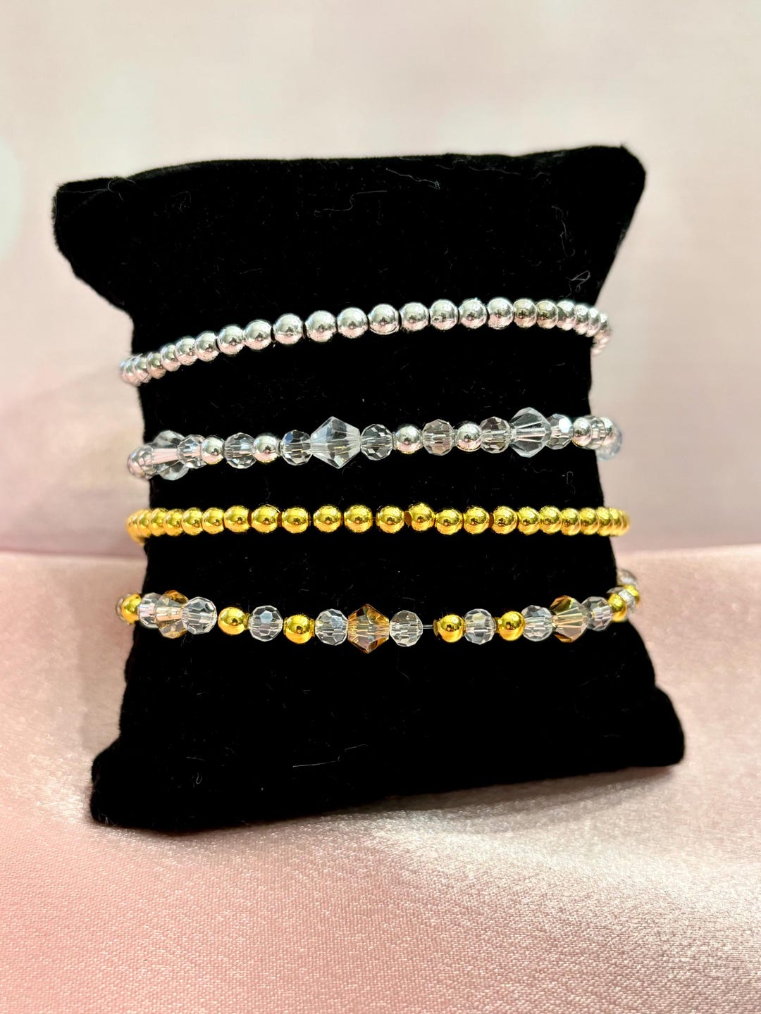 Bracelet Stack, Gold or Silver, Beaded Bracelets, Add-on to Any ...