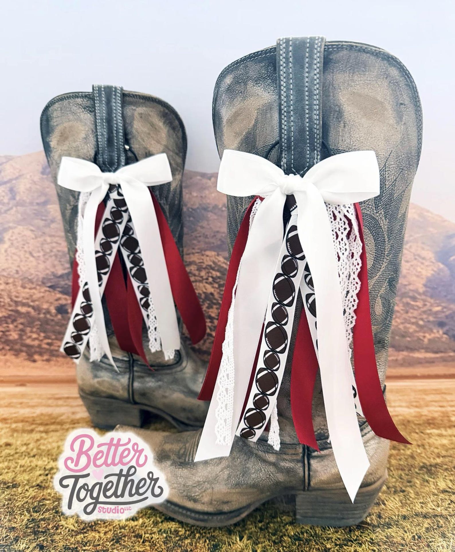 College Gameday Boot Bows | University Game-day | Garnet and White Boot ...