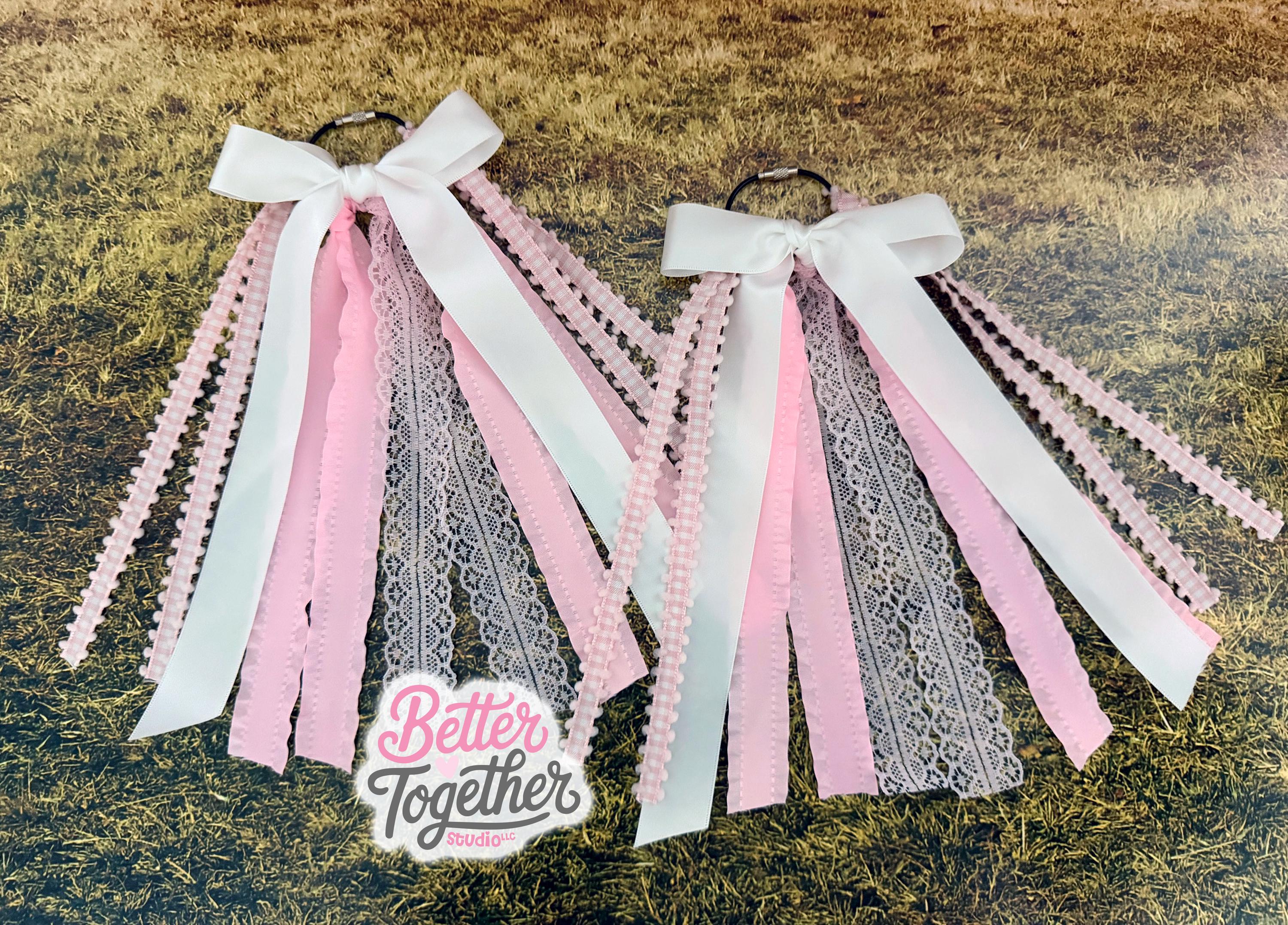 Pink and White Country Concert Boot Bows | Pink and White Boot Bows ...