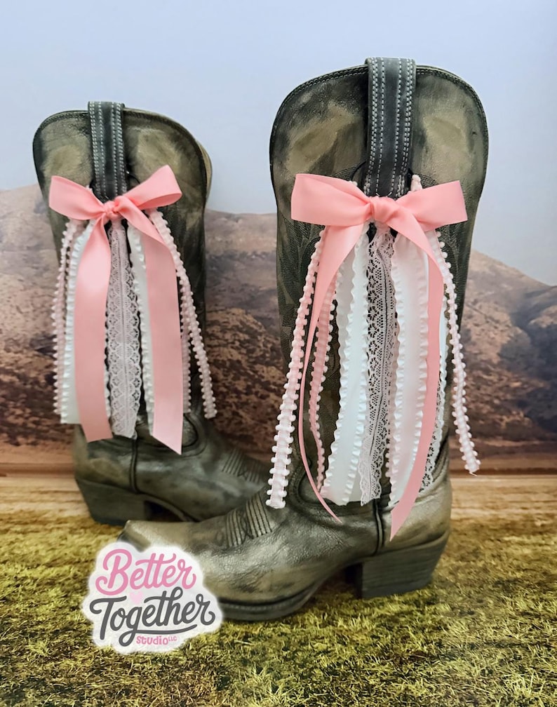Pink and White Country Concert Boot Bows | Pink and White Boot Bows ...