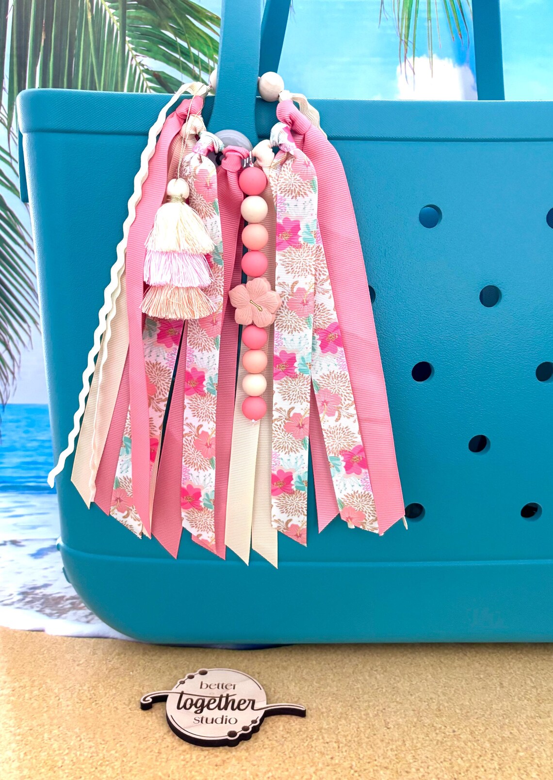 Coral Bogg Bag Tassel, Hibiscus Flower Bogg Bag, Coral Bogg Bag Charm ...