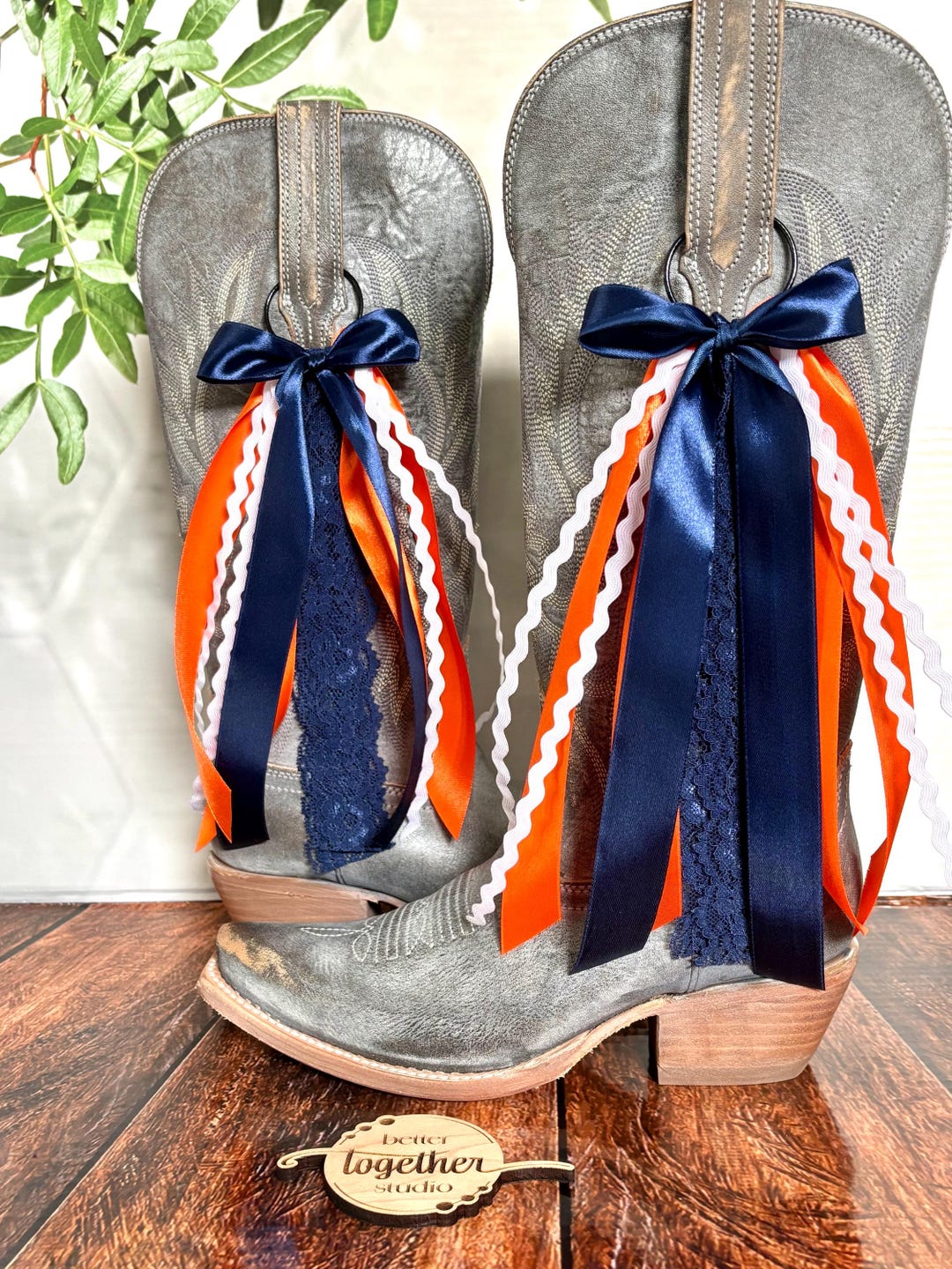TRENDING College Inspired Boot Bows | Gameday Boot Bows | Orange & Navy ...