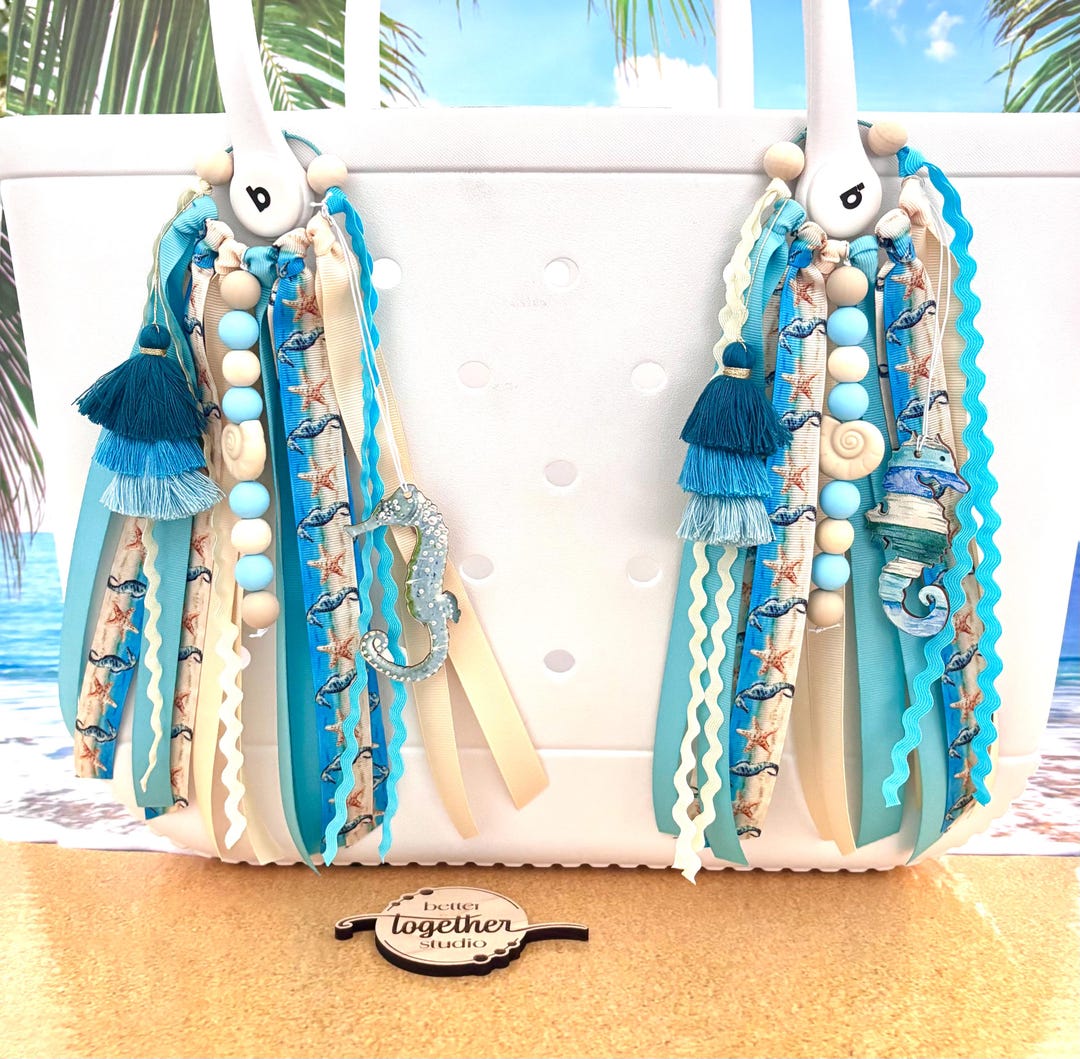 Beach Bogg Bag Charm, Beach Bag Tag, Summer Bag Charm, Pool Bag Tassel ...