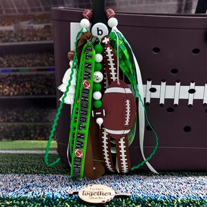 Personalized Football Mom Bag Tassel, Football Keychain, Football Mom ...