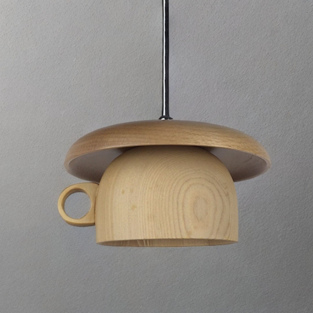 Wooden Cup Pendant Light: Modern Dining Room, Kitchen Fixture Unique ...
