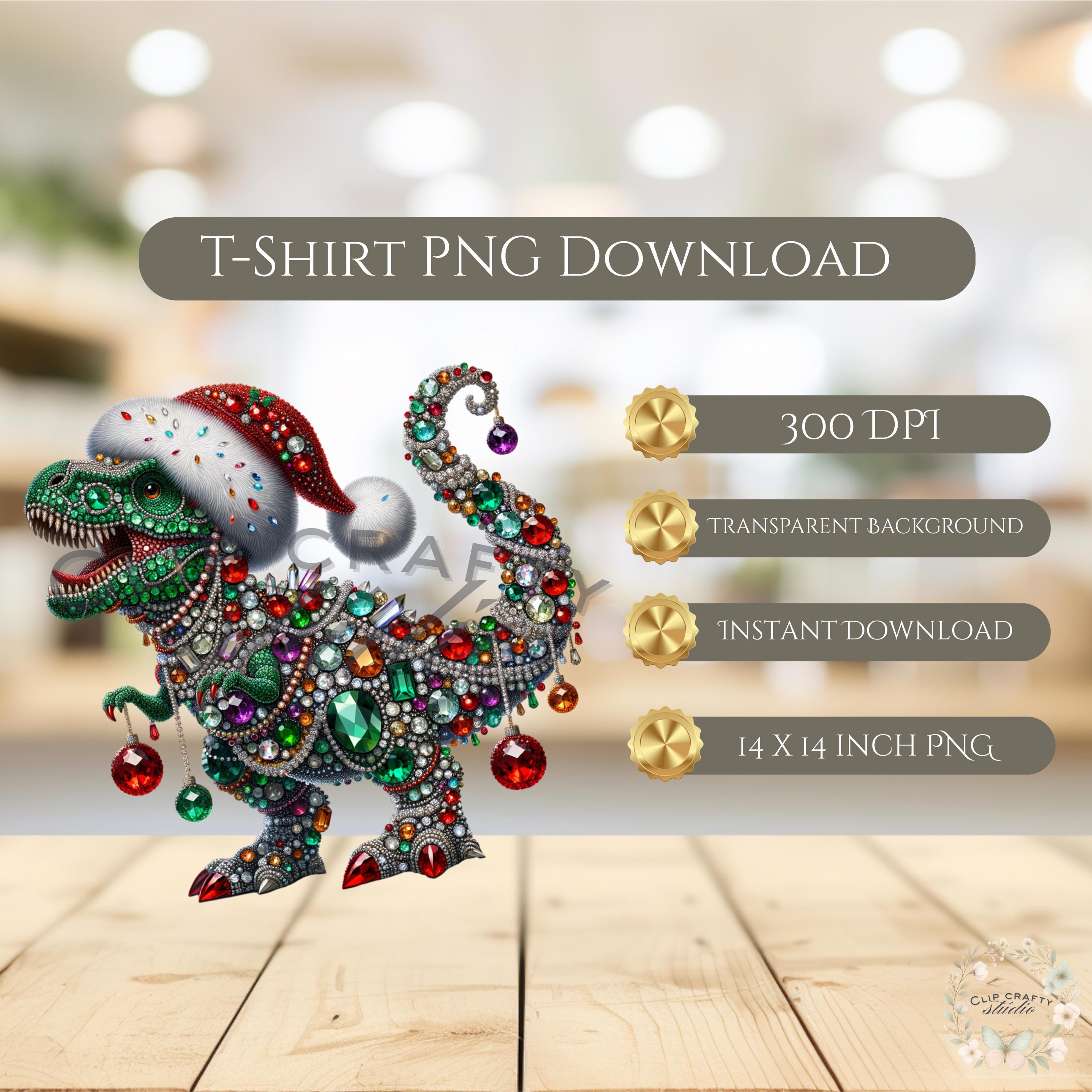 Christmas Dinosaur Faux Gemstone PNG Sparkle Christmas T Rex Dino ...