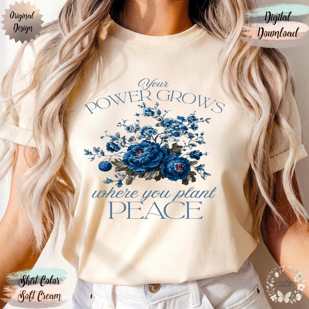 Chinoiserie Positive Motivational Floral PNG, Your Power Grows Where ...