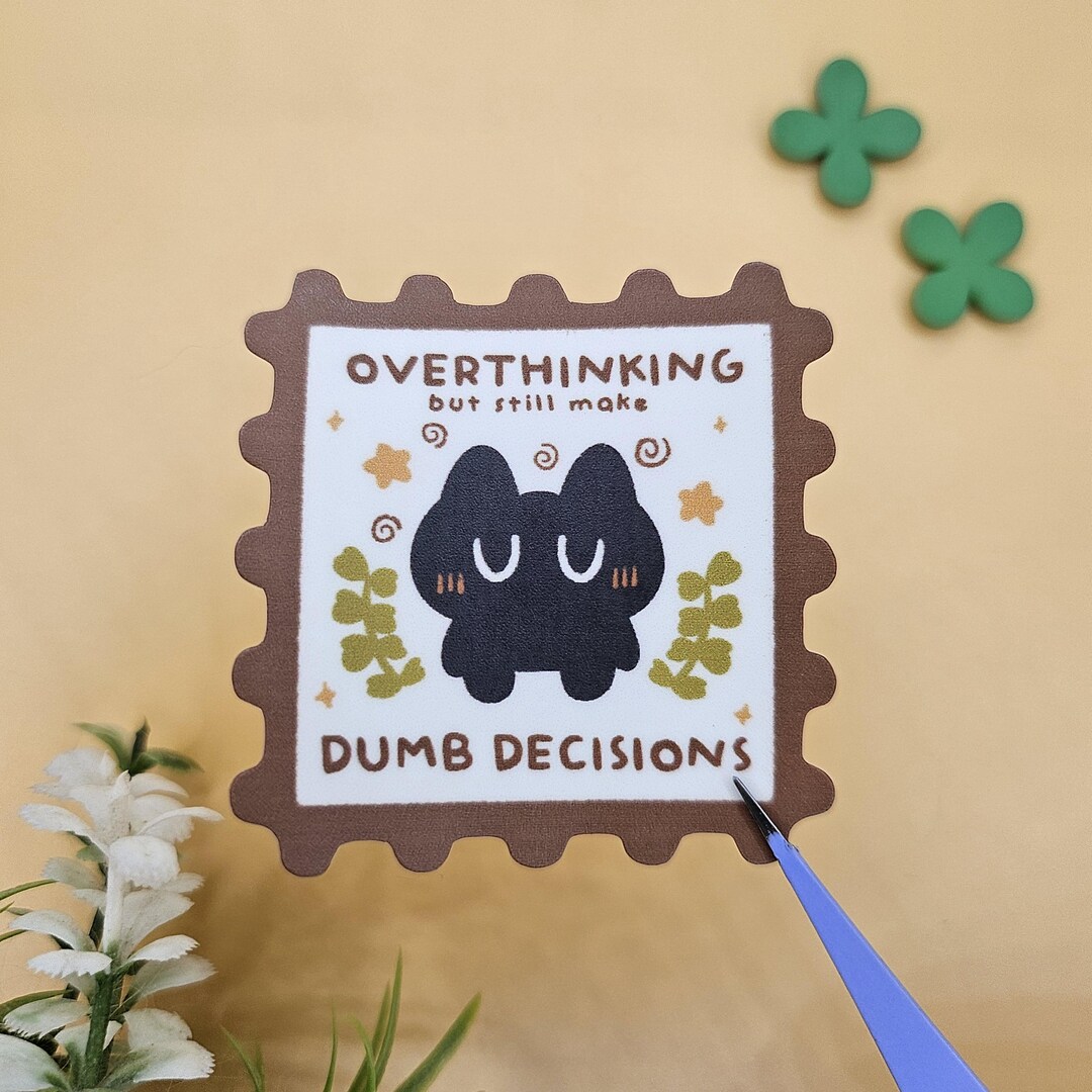 Cute Sticker Flakes | Overthinking | Go Away | Very Tired | Cat ...