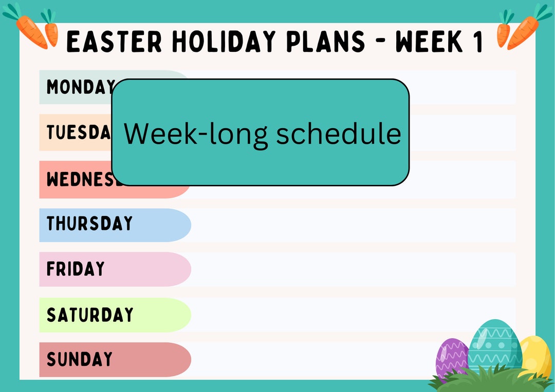 Weekly Schedules for UK Easter School Break / Holiday - Weeks 1 and 2 ...