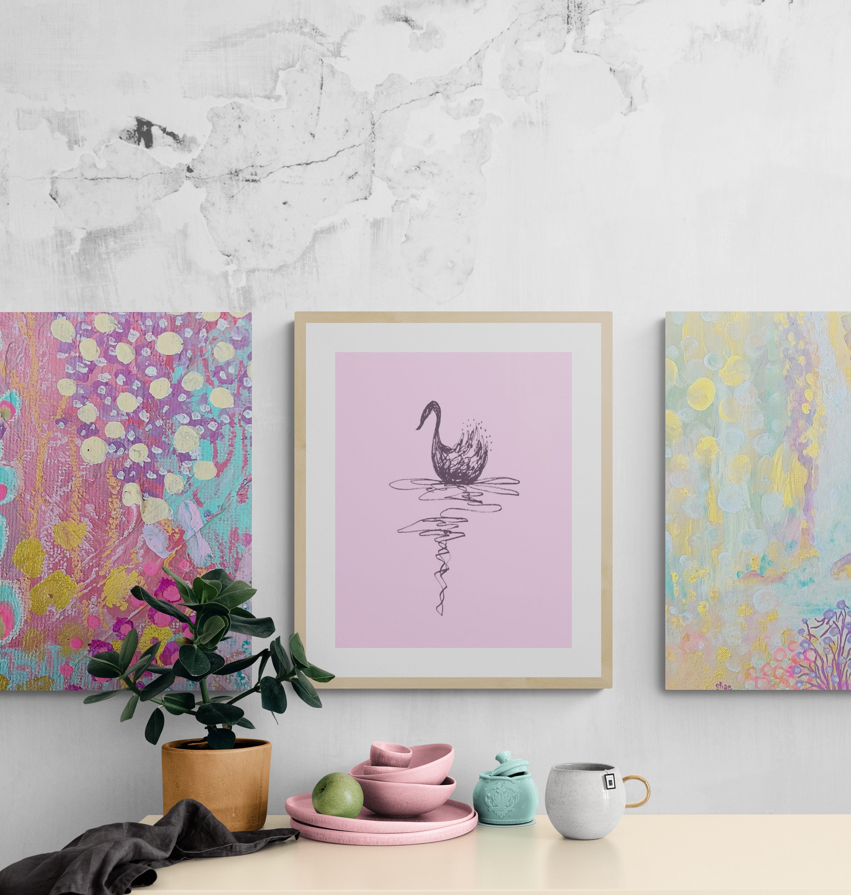 Dusk Swan Illustrated Sketch Printable Digital Downloadable - Etsy