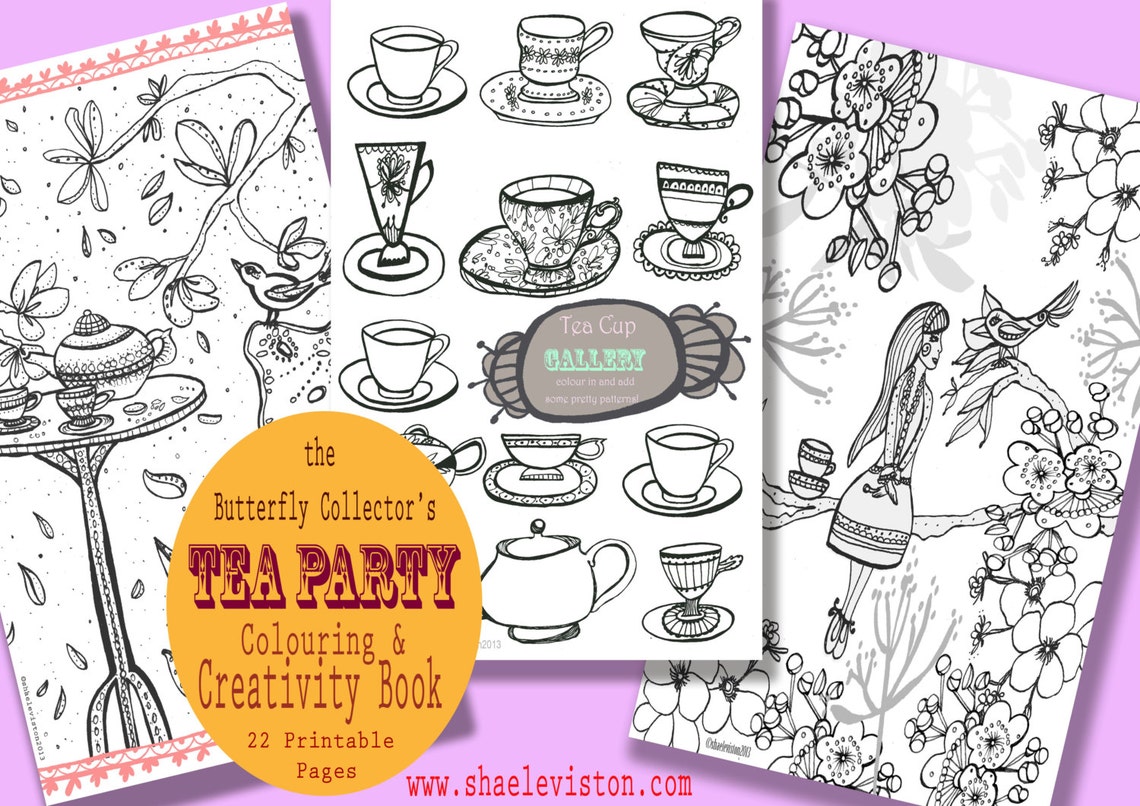 Tea Party Printable Colouring and Creativity Book - Etsy