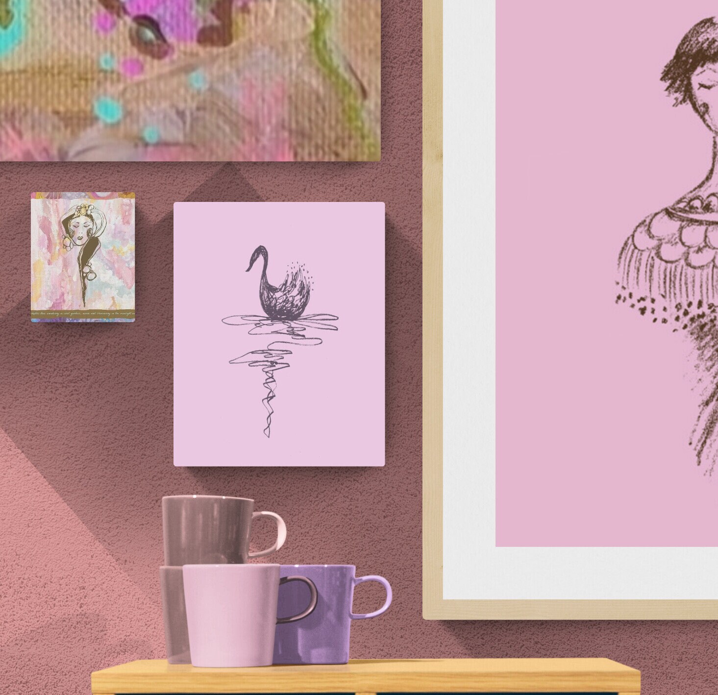 Dusk Swan Illustrated Sketch Printable Digital Downloadable Art Print ...