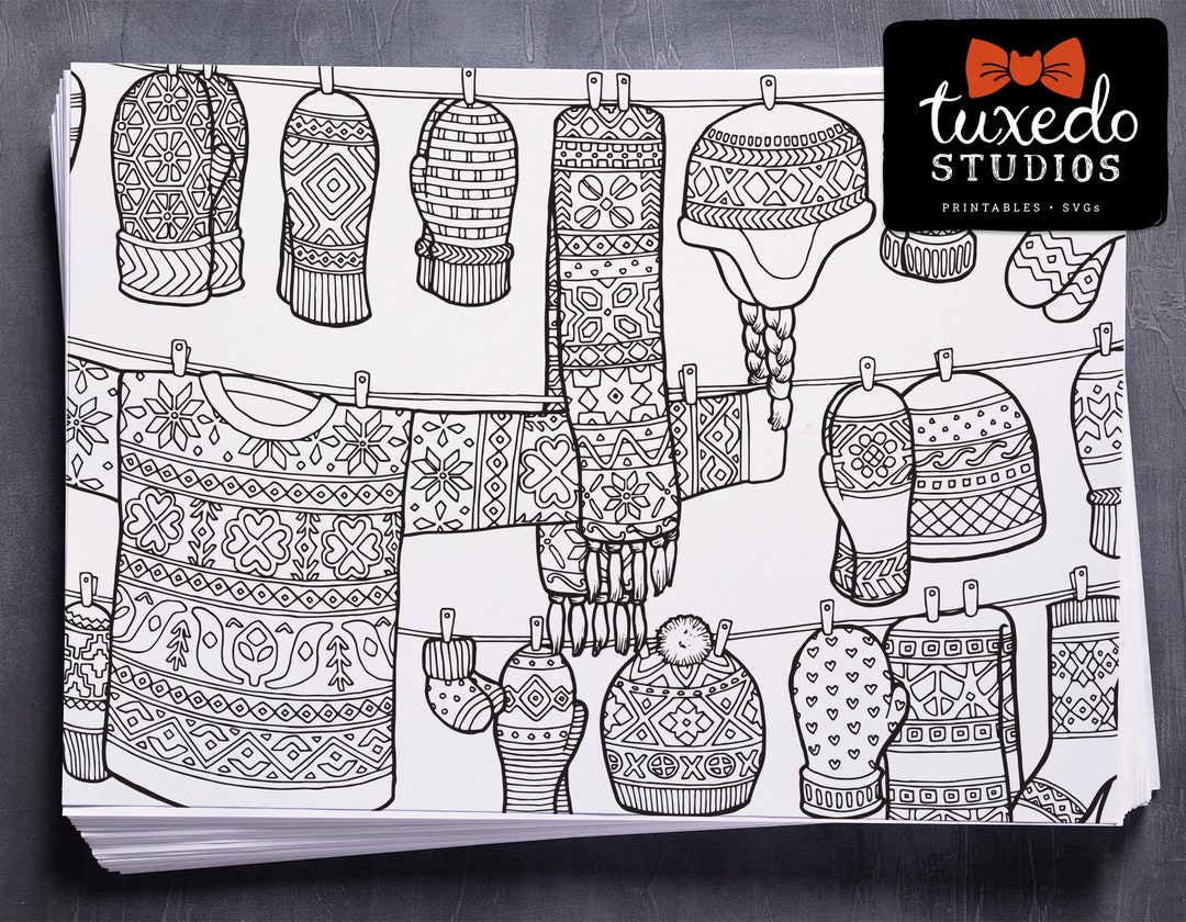 Knitwear Coloring Page • Adult Coloring Page • Printable Coloring Sheet ...