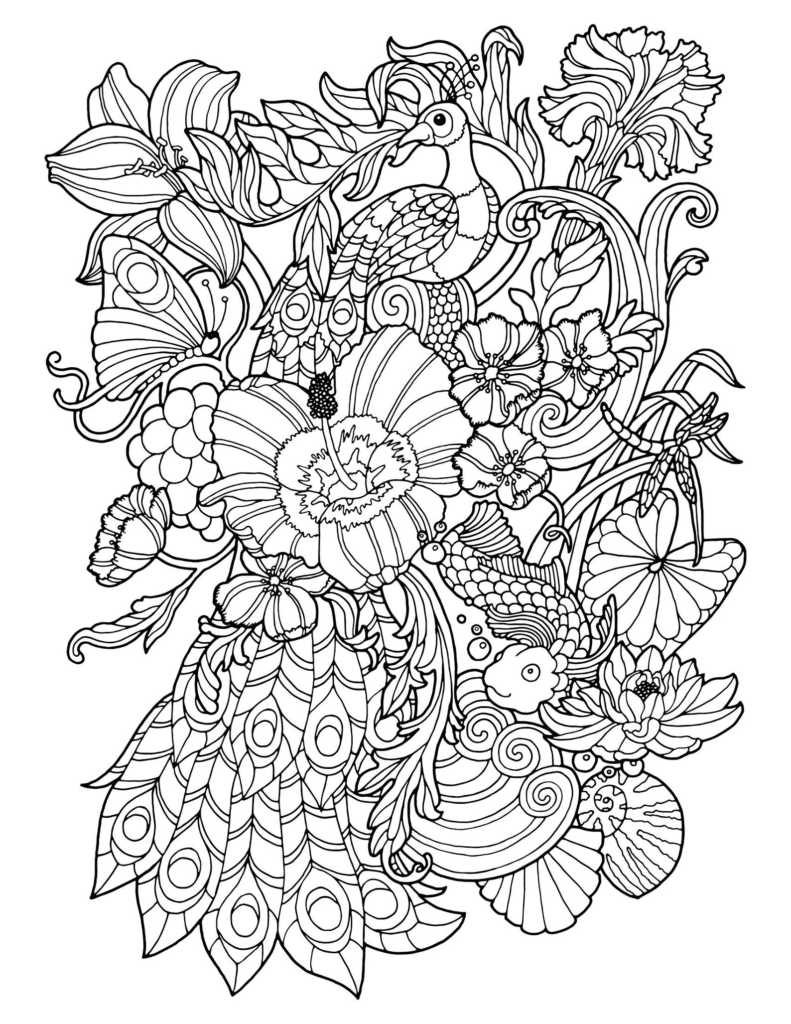 Whimsical Garden II Coloring Page • Adult Coloring Page • Printable ...