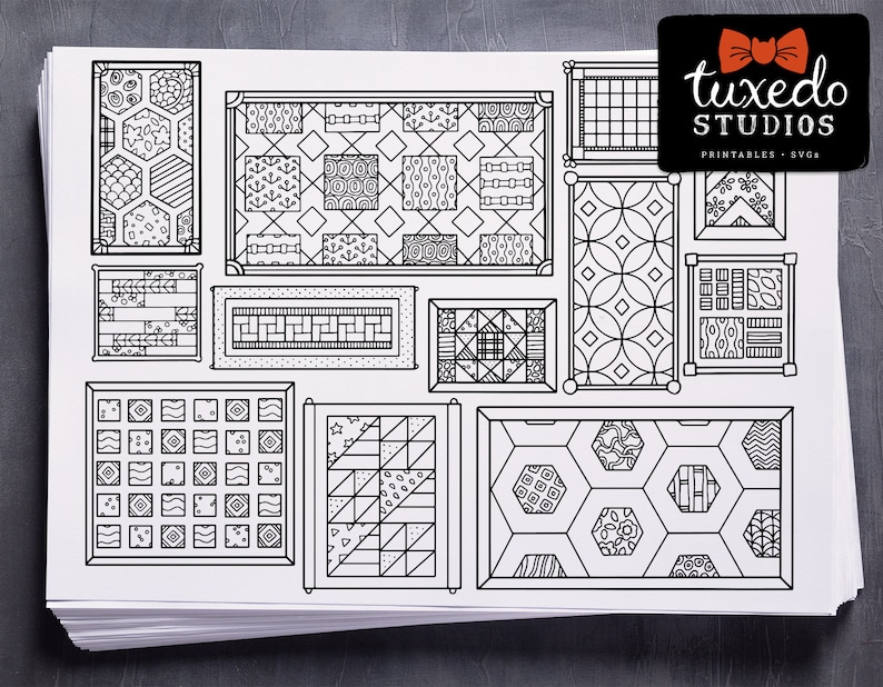 Quilts Coloring Page • Adult Coloring Page • Printable Coloring Sheet ...