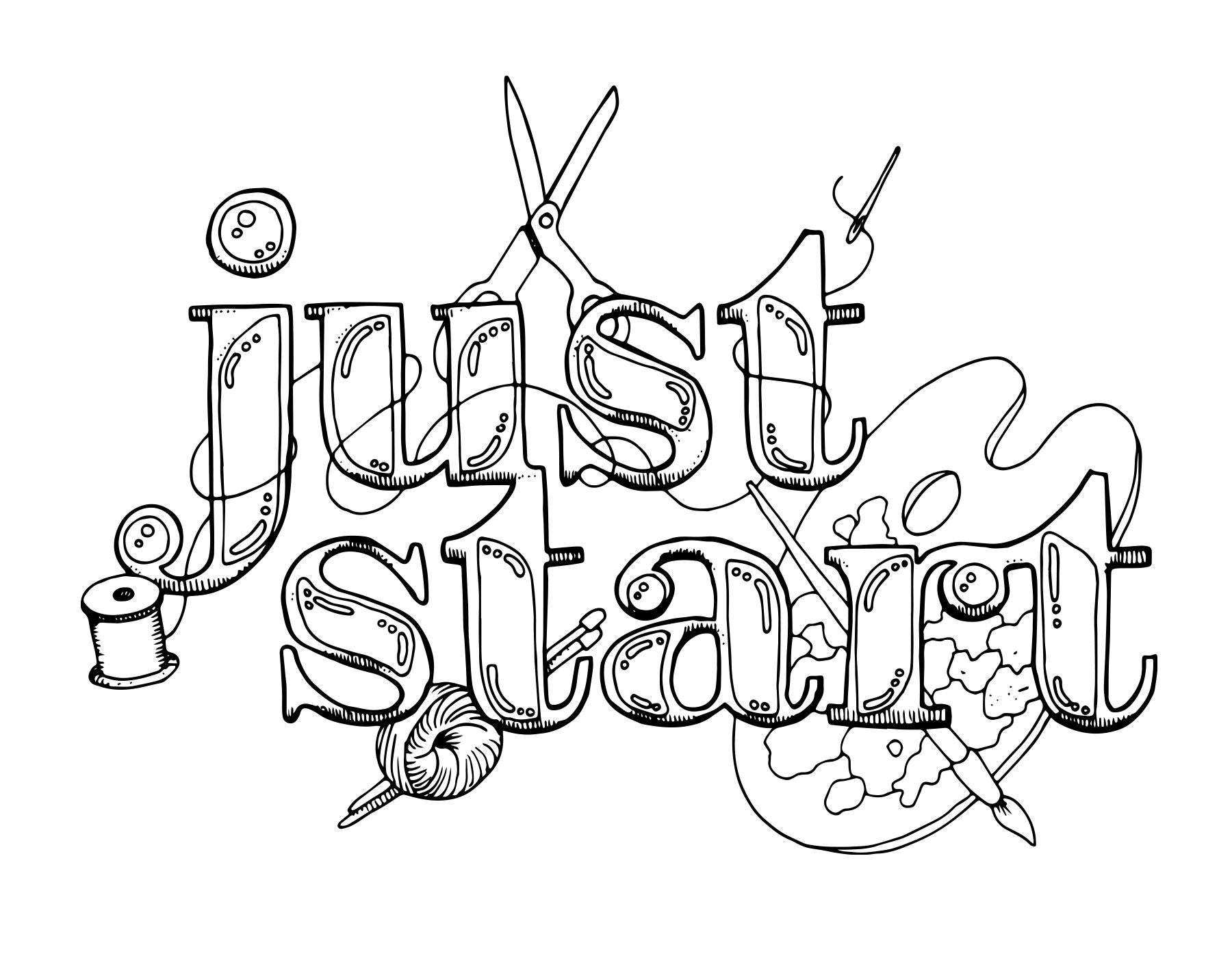 Just Start Coloring Page • Adult Coloring Page • Printable Coloring ...