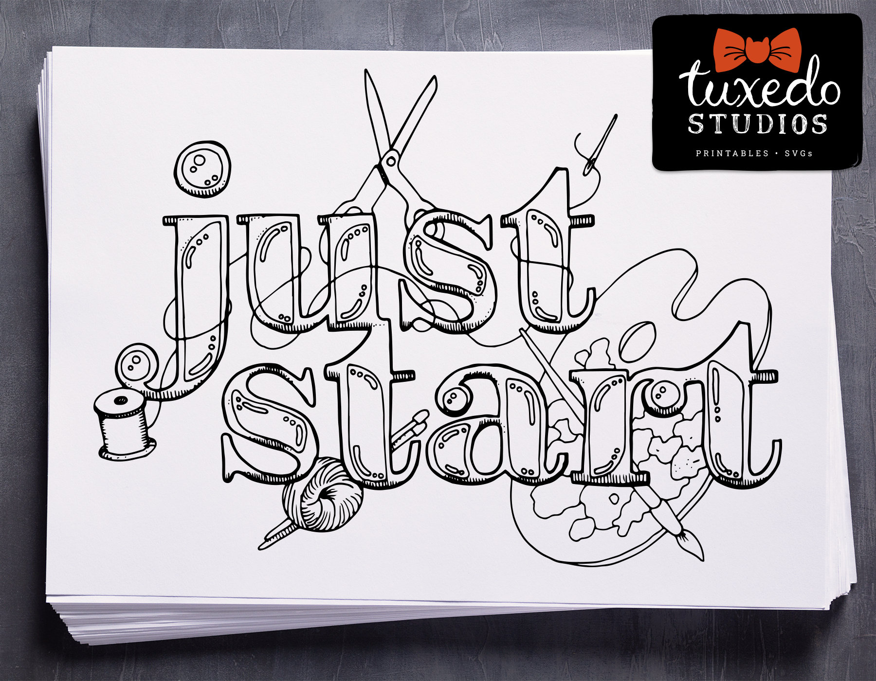 Just Start Coloring Page • Adult Coloring Page • Printable Coloring ...