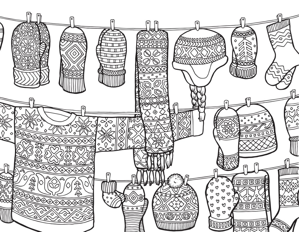 Knitwear Coloring Page Adult Coloring Page Printable Coloring Sheet ...