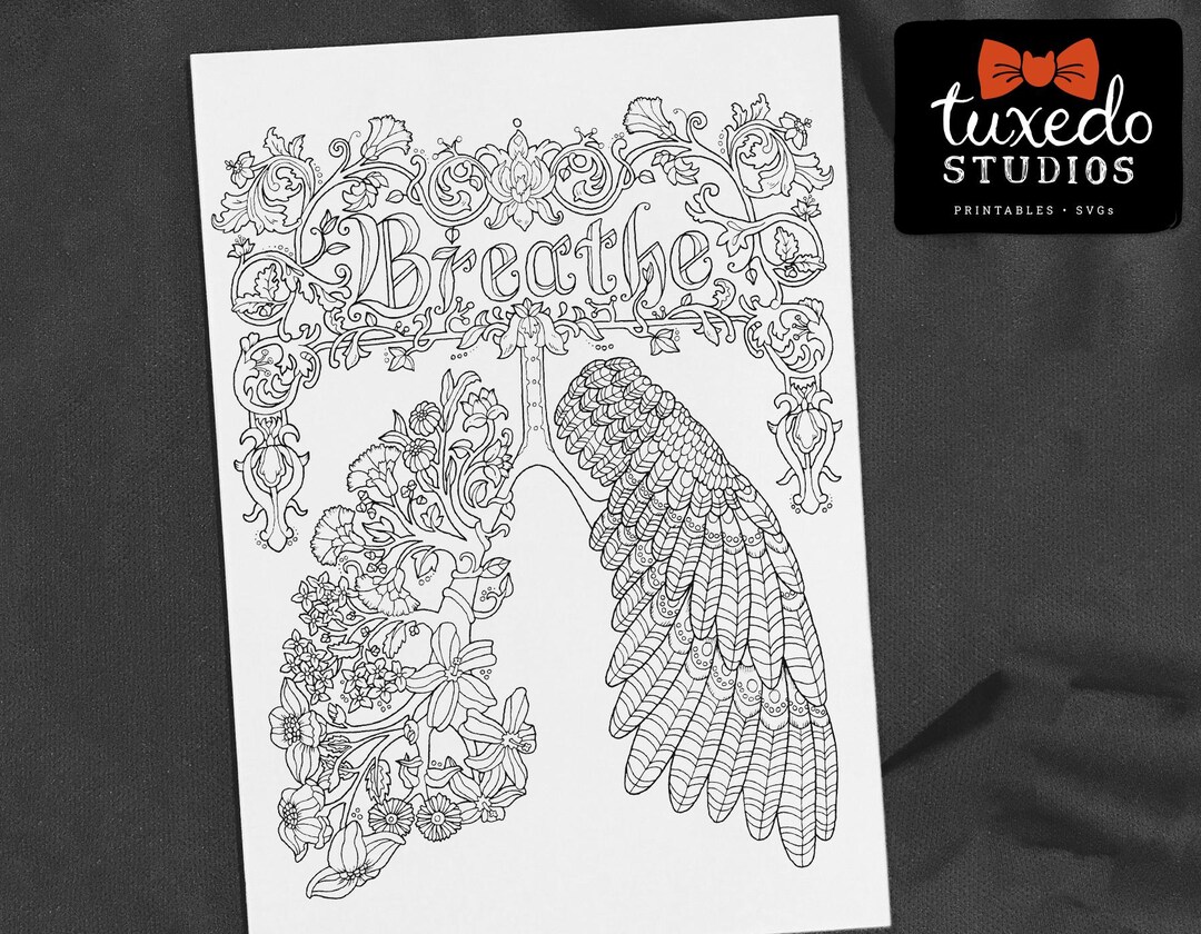 Breathe Coloring Page • Adult Coloring Page • Printable Coloring Sheet ...