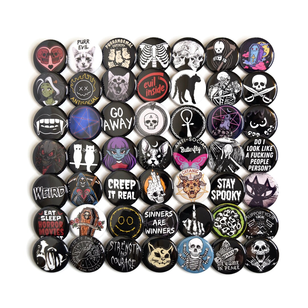 Gothic Dark Creepy Pin Badges X50 Bulk Mixed 32mm Badge Lot - Etsy