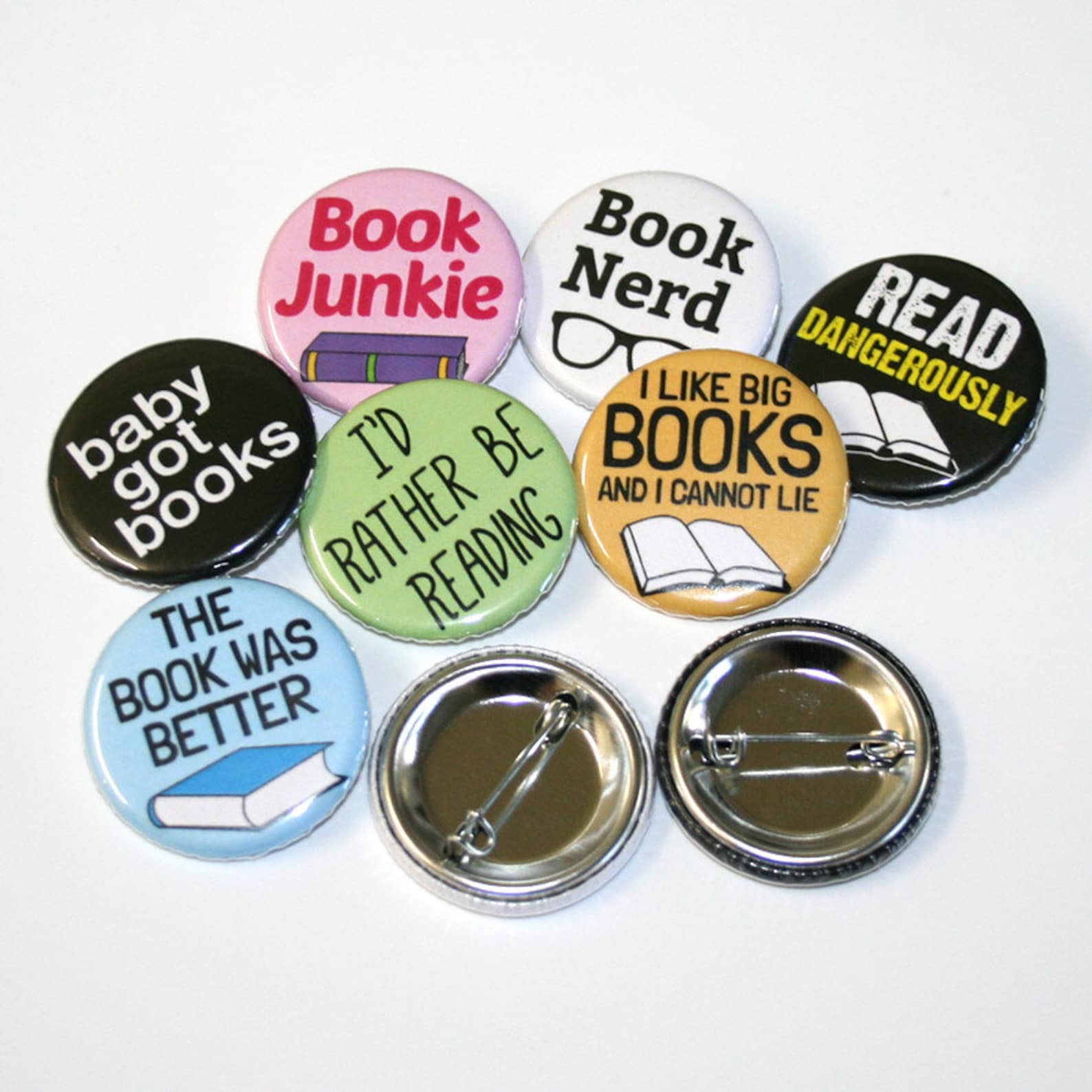 Book Nerd Bookworm Badges Buttons Pinbacks - Etsy